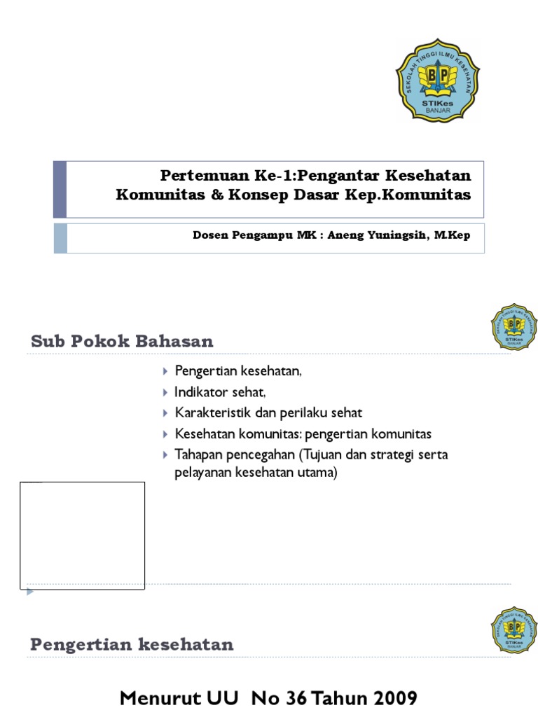 Pertemuan 1 Pengantar Kesehatan Komunitas & Konsep Dasar Keperawatan Komunitas | PDF