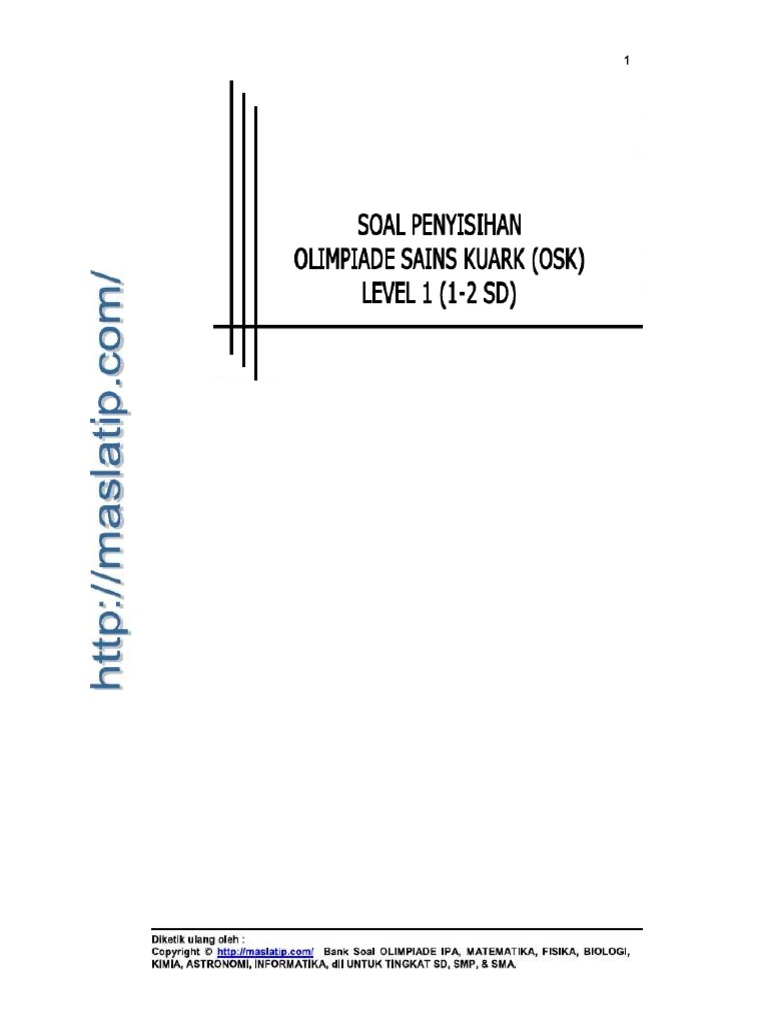 Soal Olimpiade Sains Kuark Level 1 Penyisihan PDF | PDF