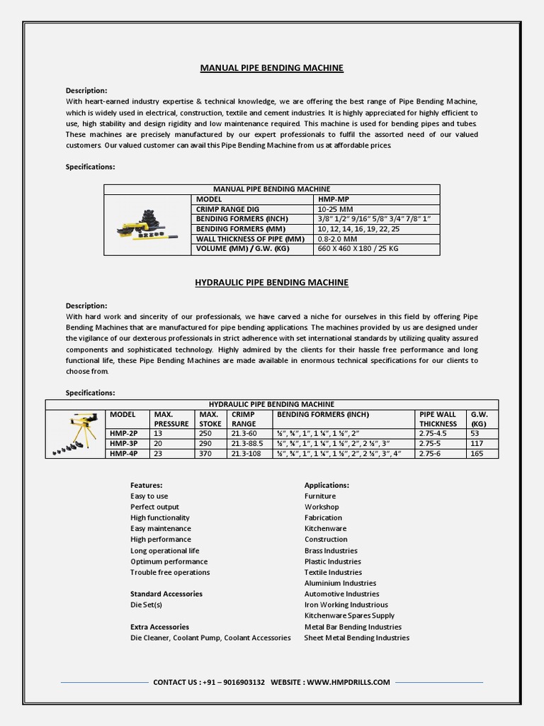 Pipe Bender Machine | PDF | Sheet Metal | Pipe (Fluid Conveyance)