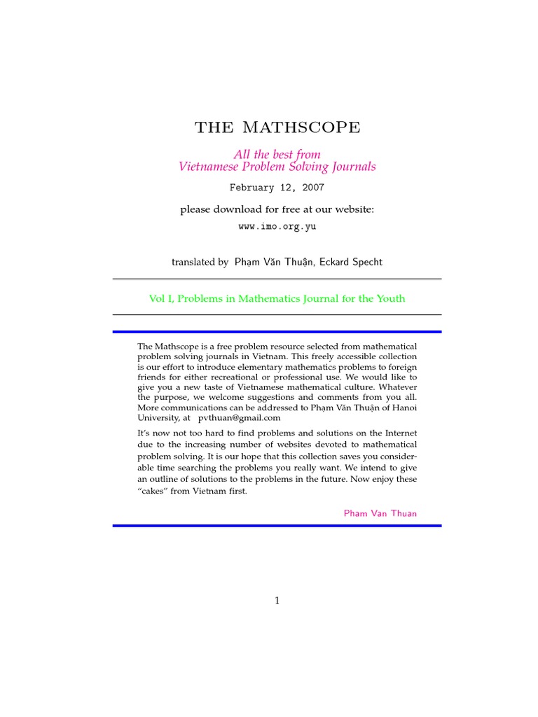 Vietnamese Math Problem Collection | PDF | Triangle | Space