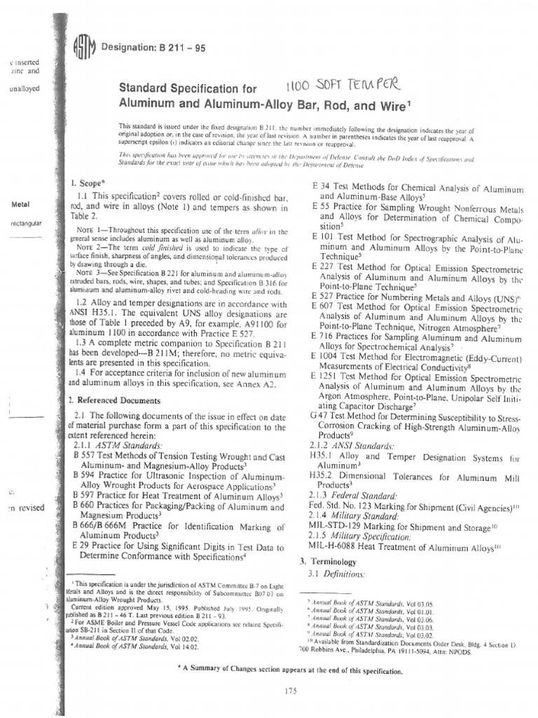 ASTM B 211 Aluminum PDF | PDF