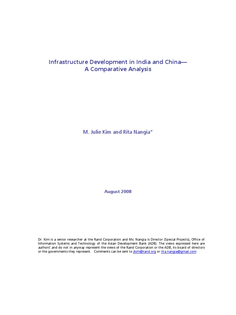 India China Comparison in Infra | PDF | Infrastructure | Poverty