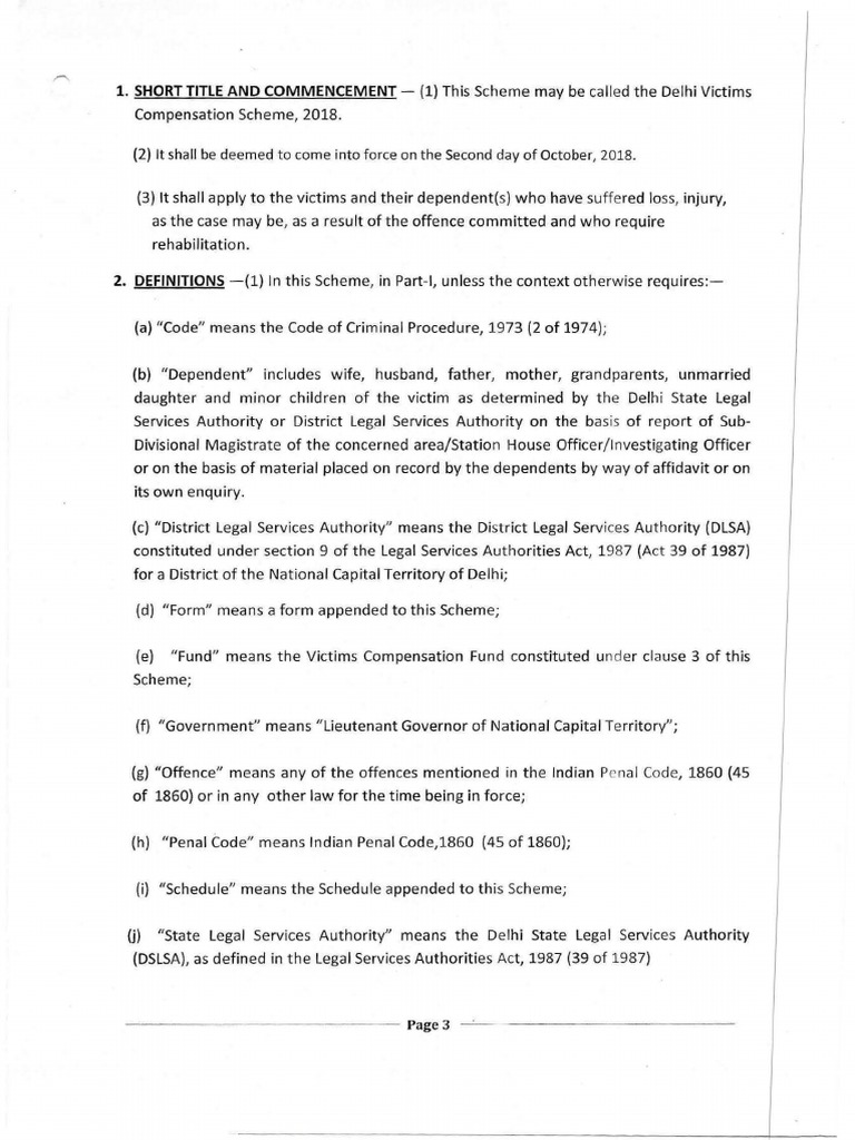 Delhi Victims Compensation Scheme 2018 | PDF | Crime & Violence | Crime ...