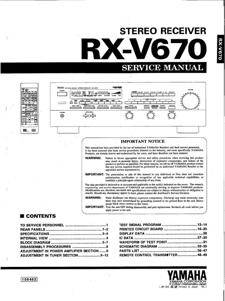 Yamaha rx-v670 SM | PDF