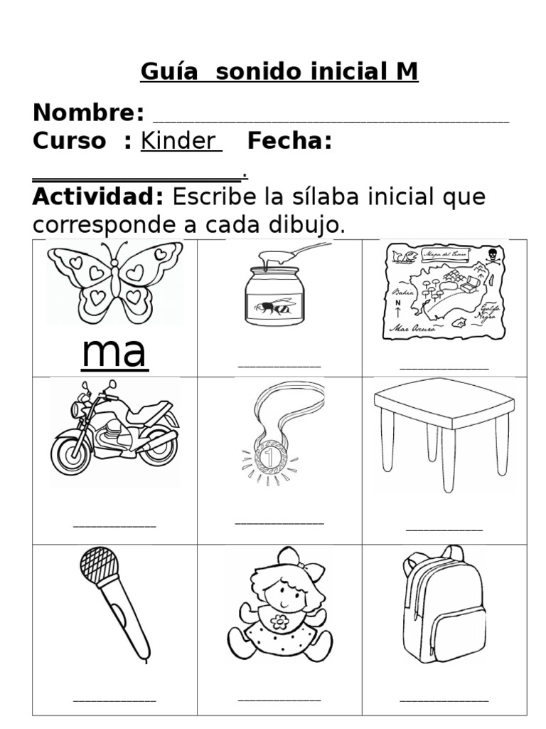Guía Sílaba Inicial M | PDF