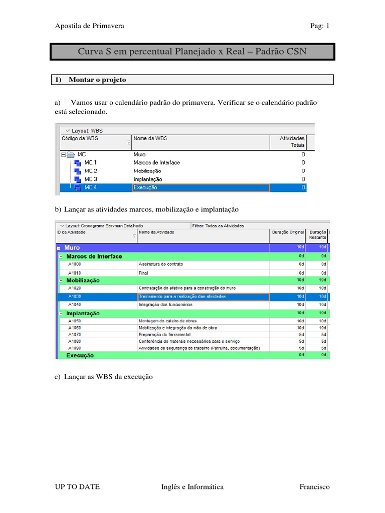 Curva S em Percentual Planejado X Real | PDF
