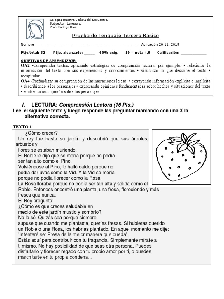 Comprensión lectora: Textos sobre árboles y plantas | PDF | Comprensión ...