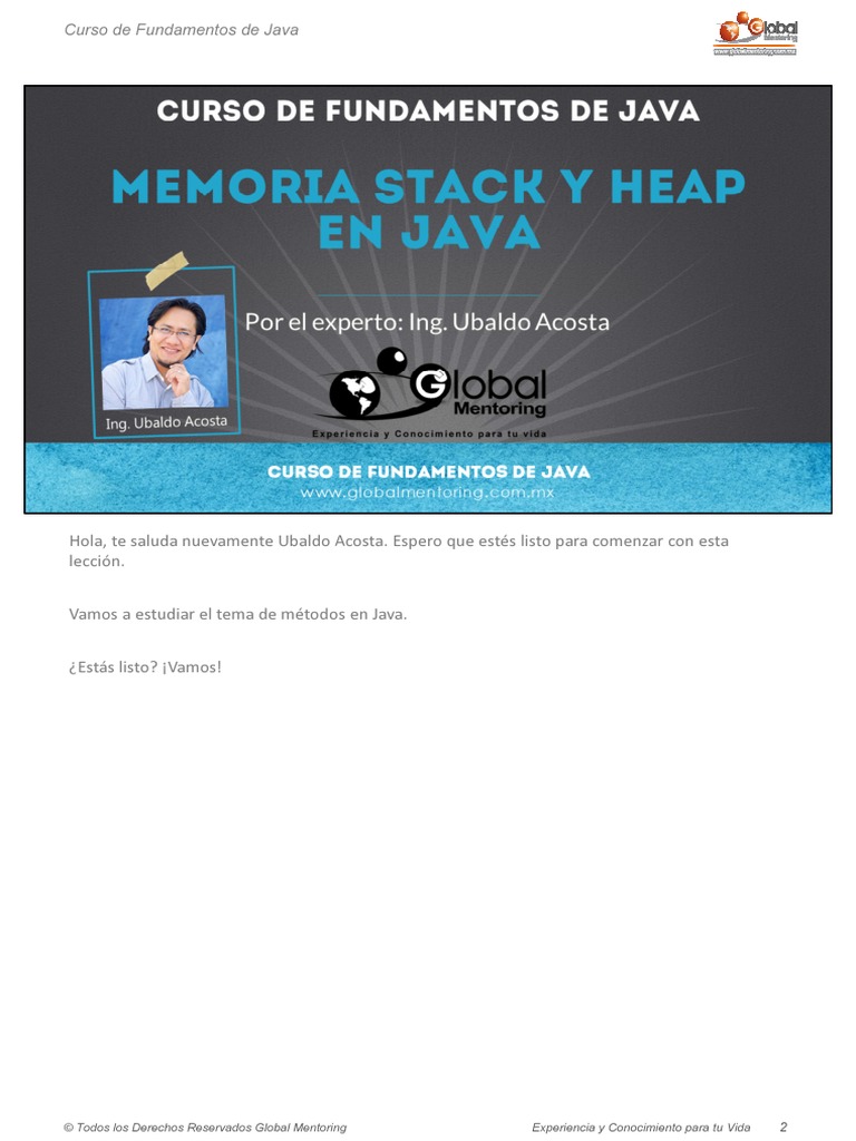 CFJ A Leccion Memoria Stack y Heap en Java PDF | Descargar gratis PDF | Objeto (informática ...
