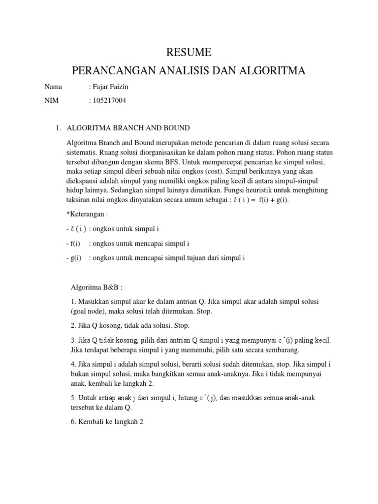 Algoritma Branch and Bound | PDF