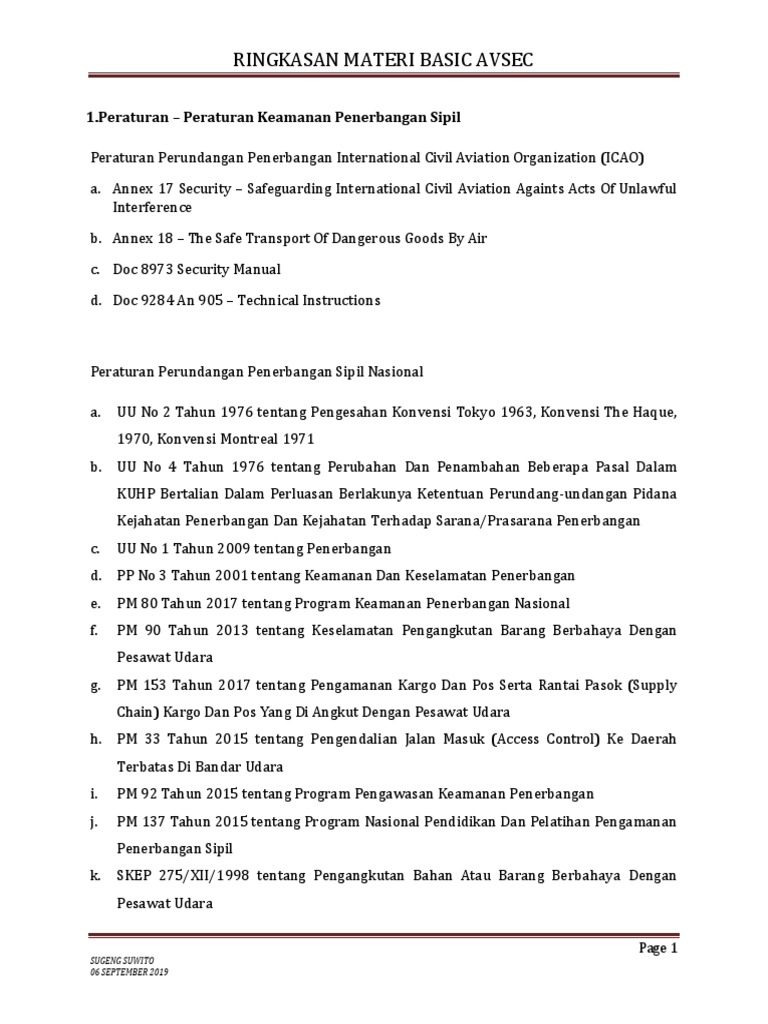 Ringkasan Materi Basic Avsec | PDF