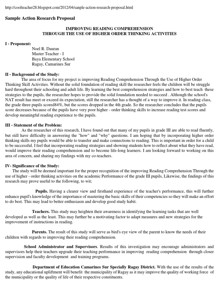 Rationale Research | PDF | Reading Comprehension | Teachers