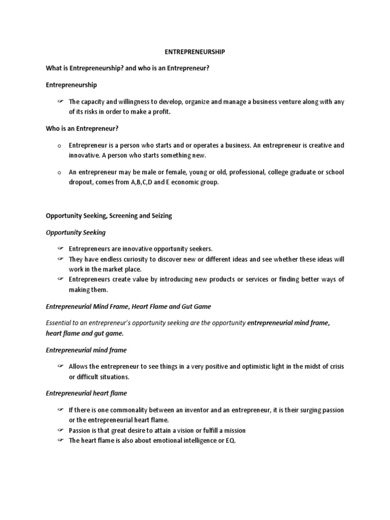 Chapter 1, Entrep | PDF | Entrepreneurship | Investing