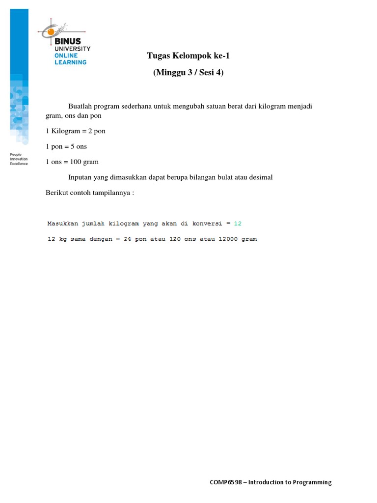 Tugas Kelompok Introduction To Programming | PDF
