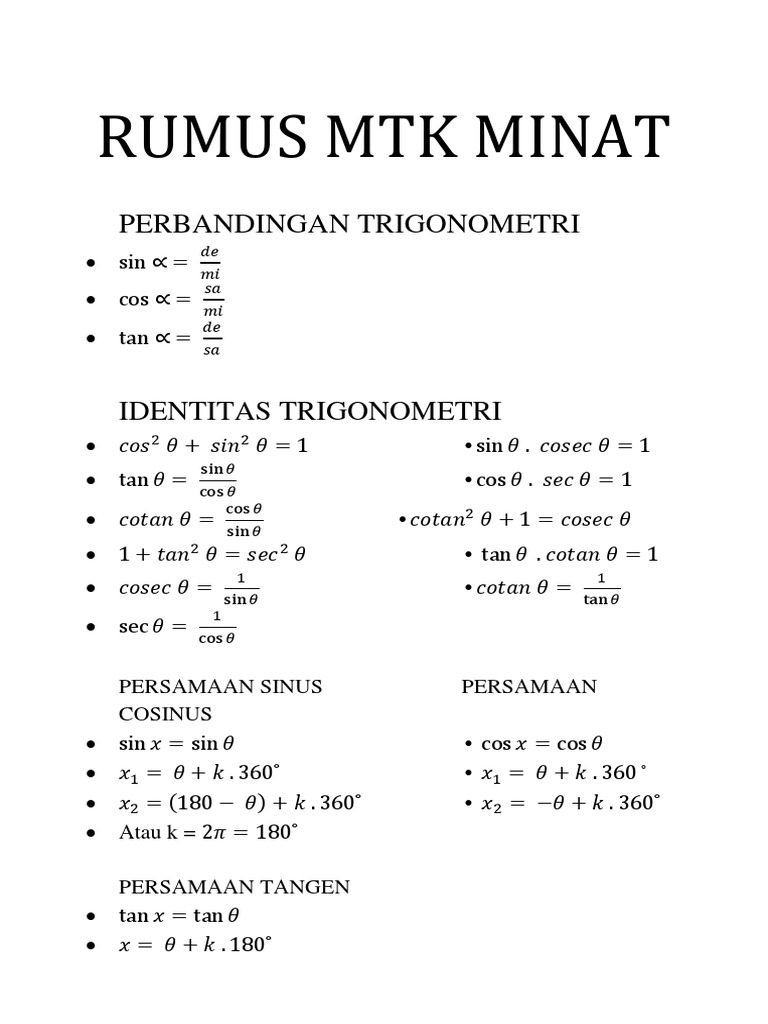 Rumus dan Identitas Trigonometri Dasar | PDF