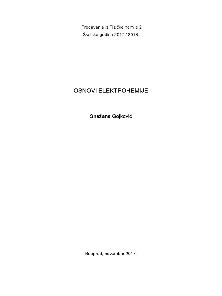 Elektrohemija FH2 Skolska 2017-2018 | PDF