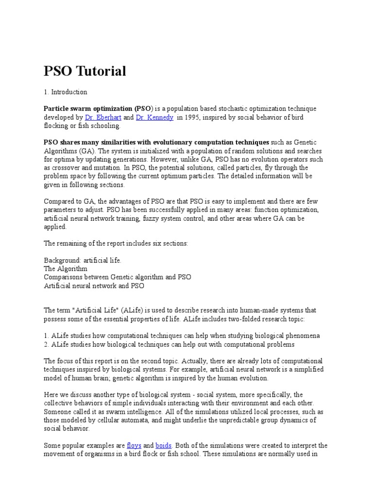 PSO Tutorial: Particle Swarm Optimization (PSO) Is A Population Based ...