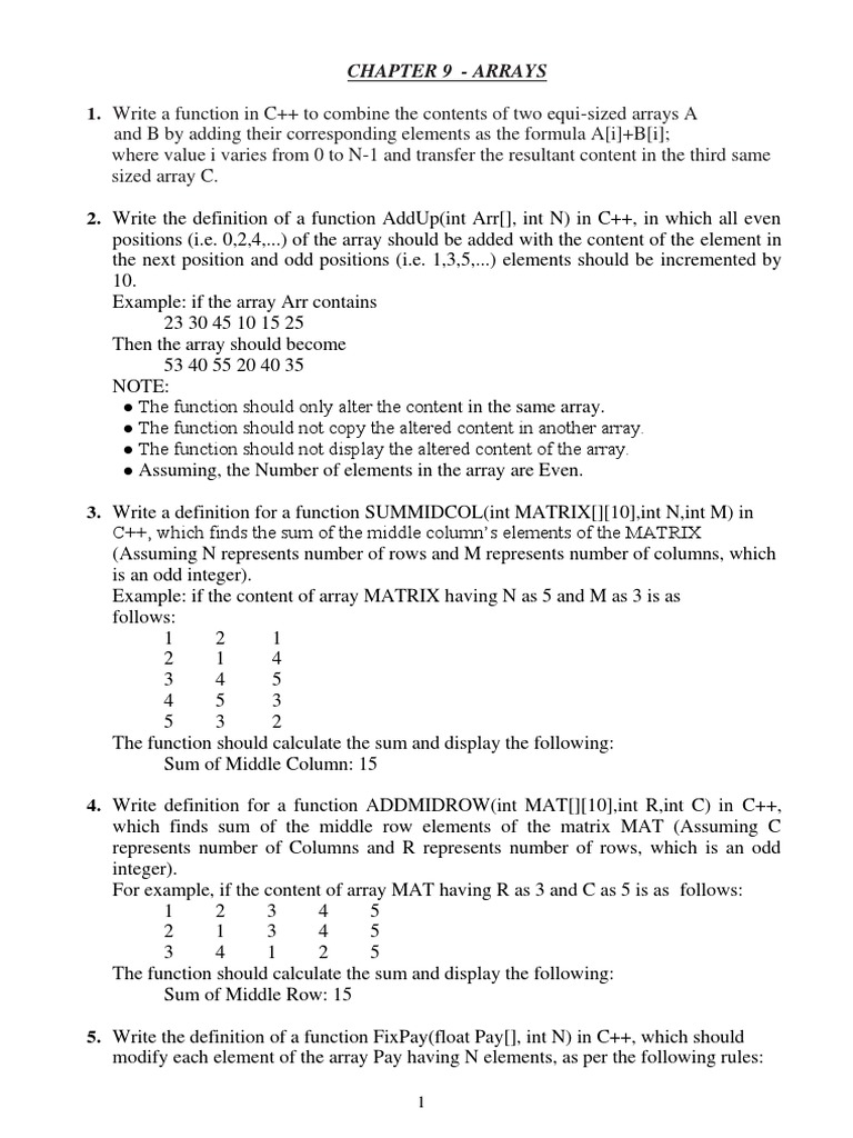 Arrays Last Year Questions ONLY | PDF | Subroutine | Matrix (Mathematics)