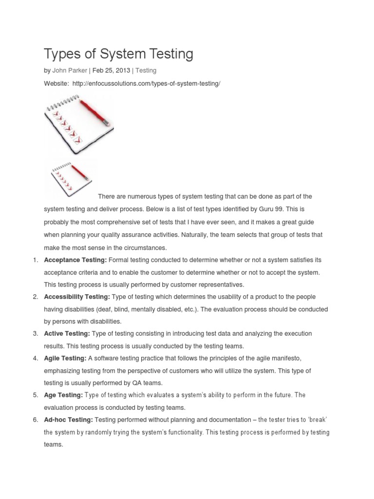 Types of System Testing | PDF | Software Testing | Software Development