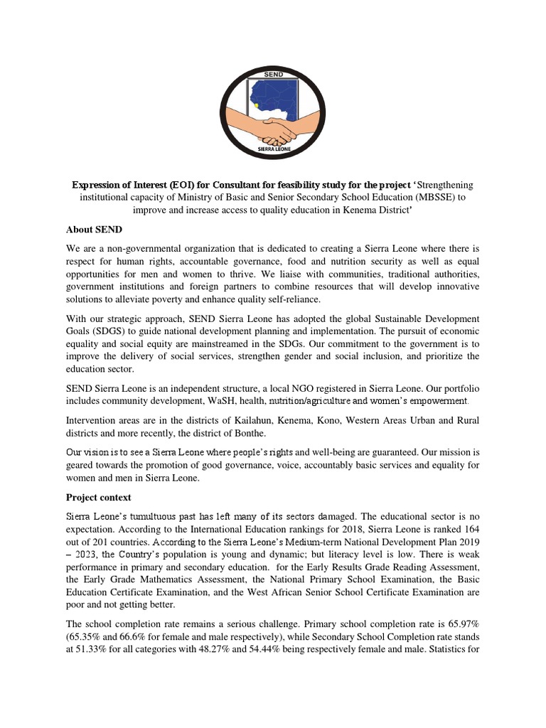 Expression of Interest (EOI) for Consultant for feasibility study for ...