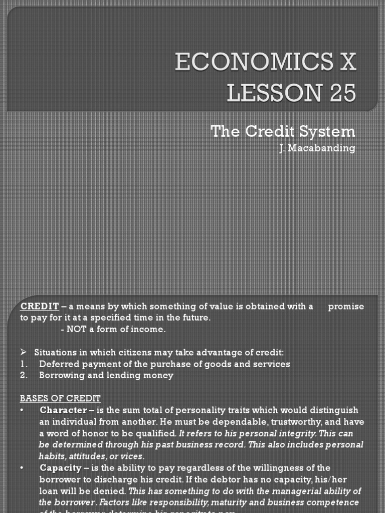 The Credit System | PDF | Credit | Finance & Money Management
