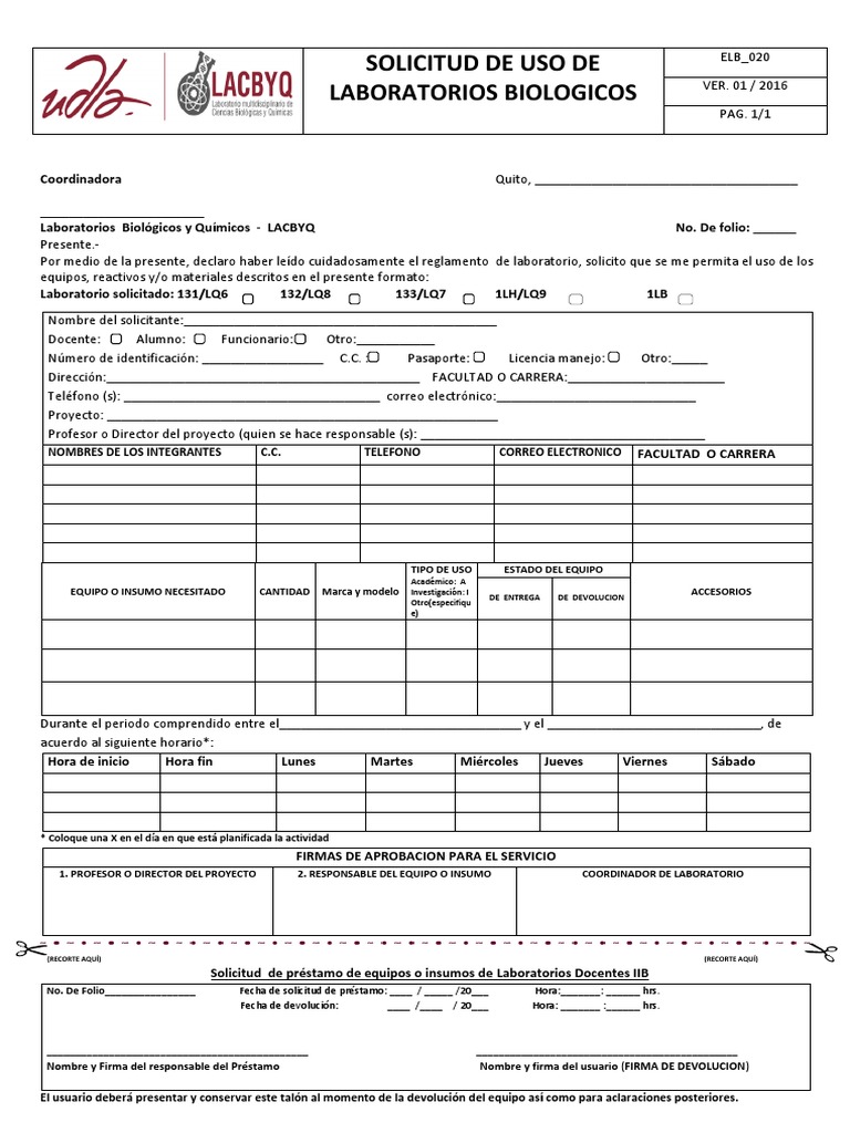 Solicitud Uso de Laboratorios | PDF | Business