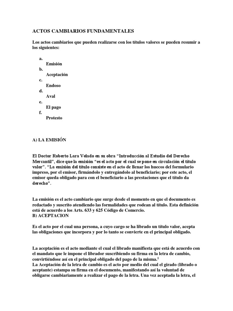ACTOS CAMBIARIOS Exposicion Mercantil 6 | PDF | Pagaré | Derecho privado