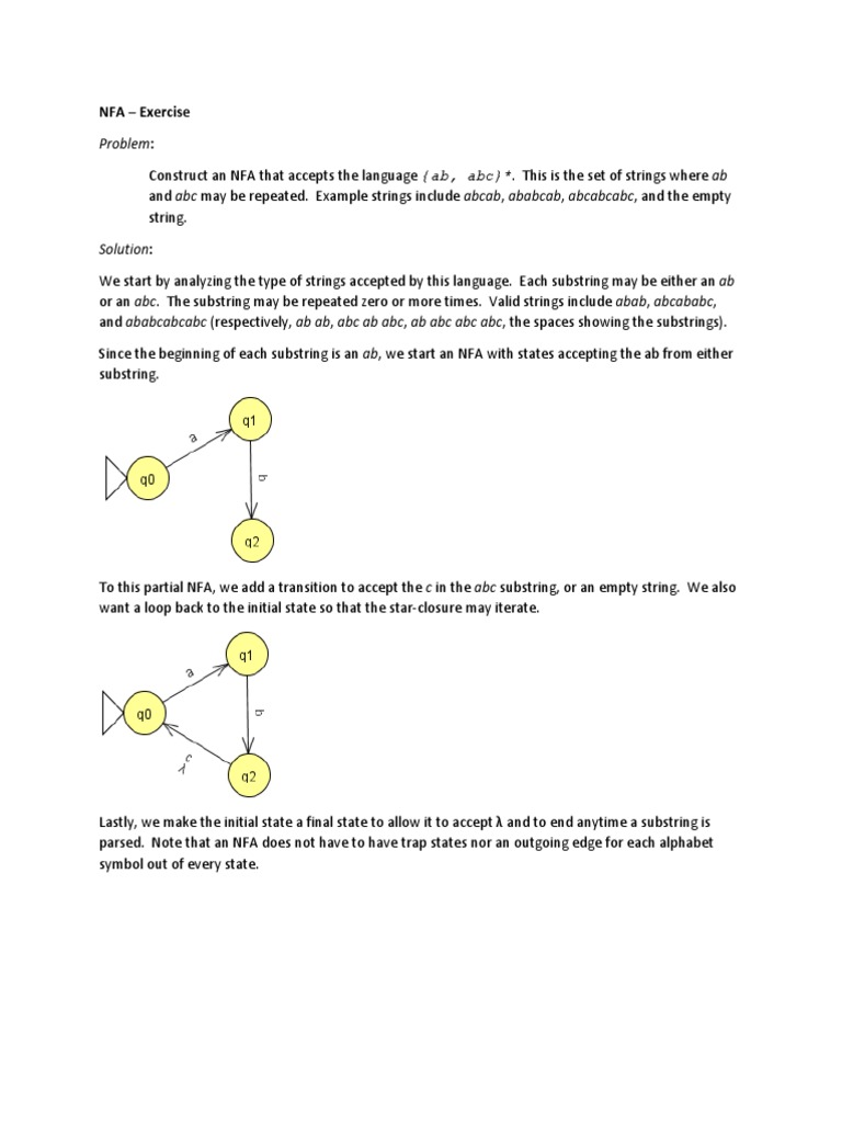 Nondeterministic Finite Automata Exercise2 Pdf Teaching Mathematics