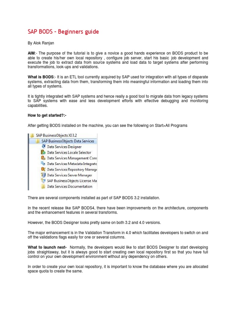 SAP BODS BeginnersGuide | PDF | Databases | Parameter (Computer Programming)