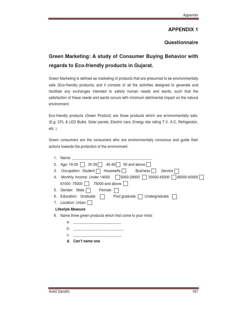Green Marketing Questions | PDF | Behavior | Recycling