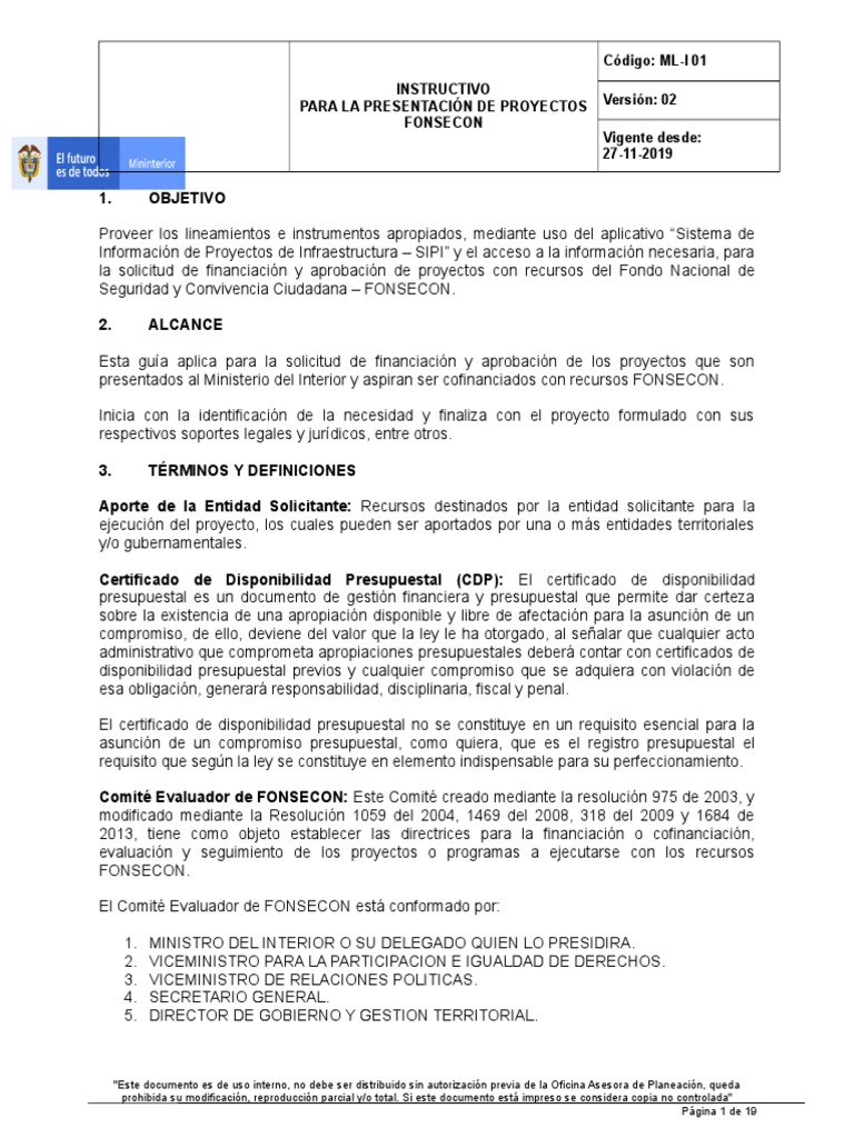 Instructivo para La Presentacion de Proyectos Fonsecon | PDF | Planificación | Gobierno