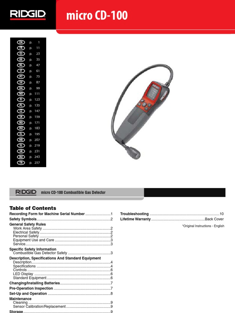 Ridgid CD 100 | PDF | Natural Gas | Gases