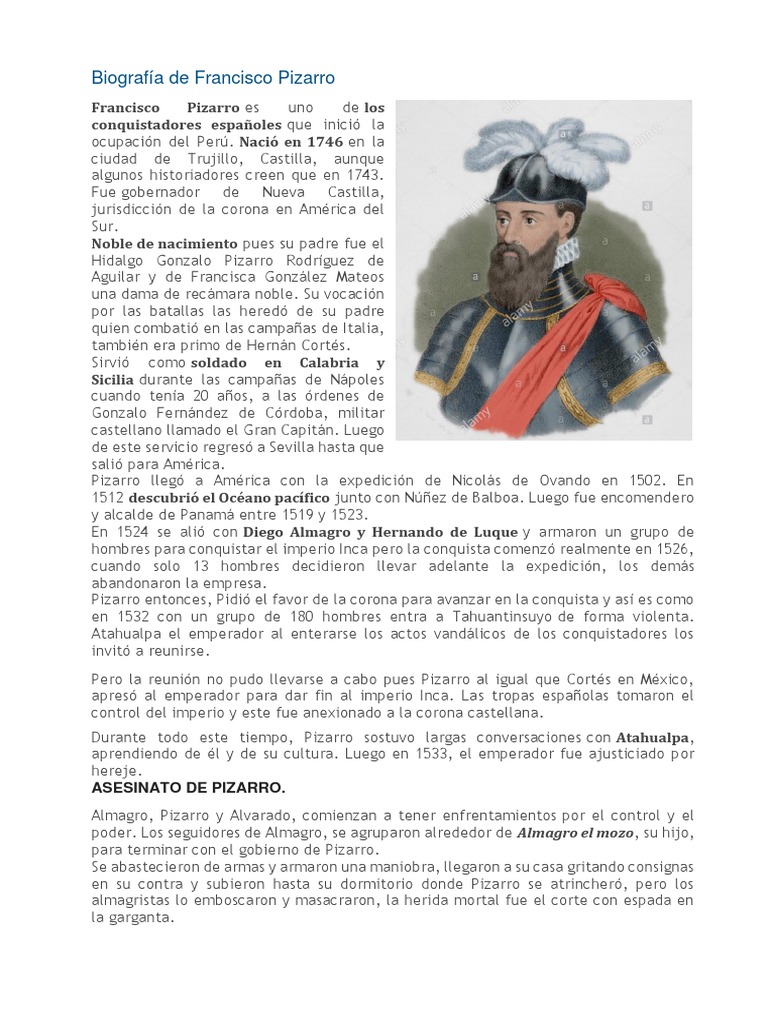 Biografía de Francisco Pizarro | PDF | Francisco Pizarro | Imperio español