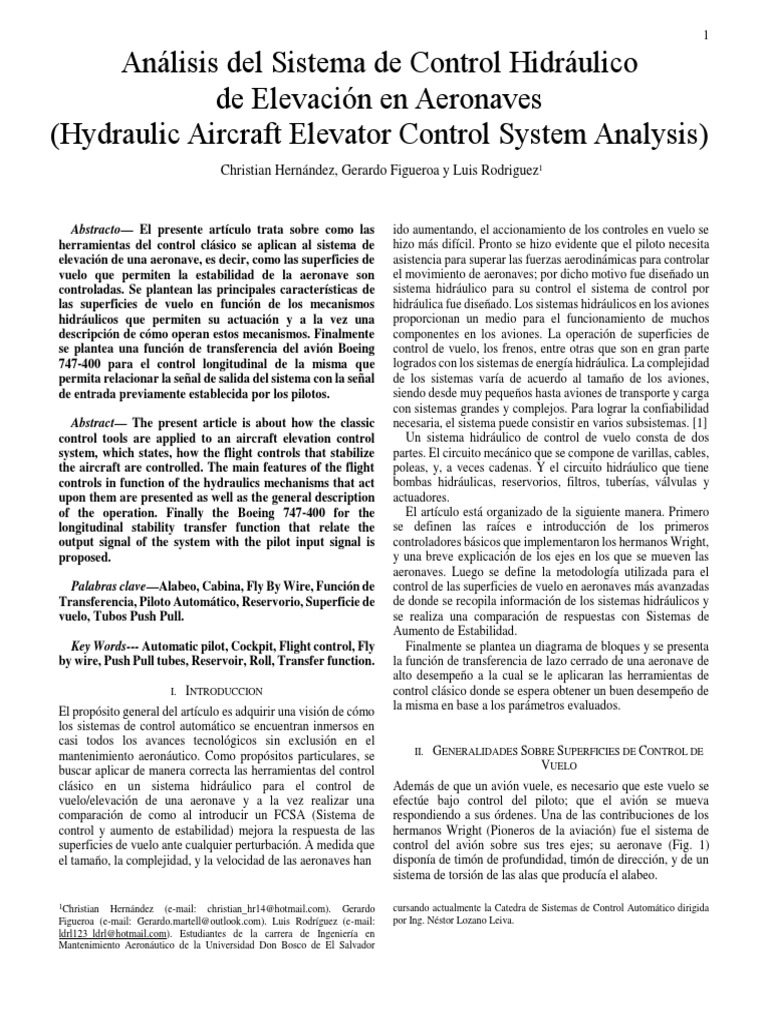 Aircraft Elevator Control System | PDF | Avión | Aeroespacial
