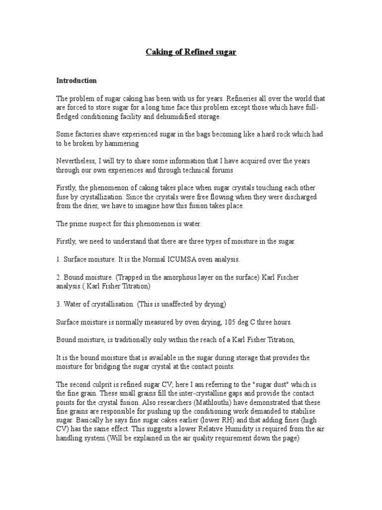Preventing Caking in Refined Sugar | PDF | Relative Humidity | Applied ...