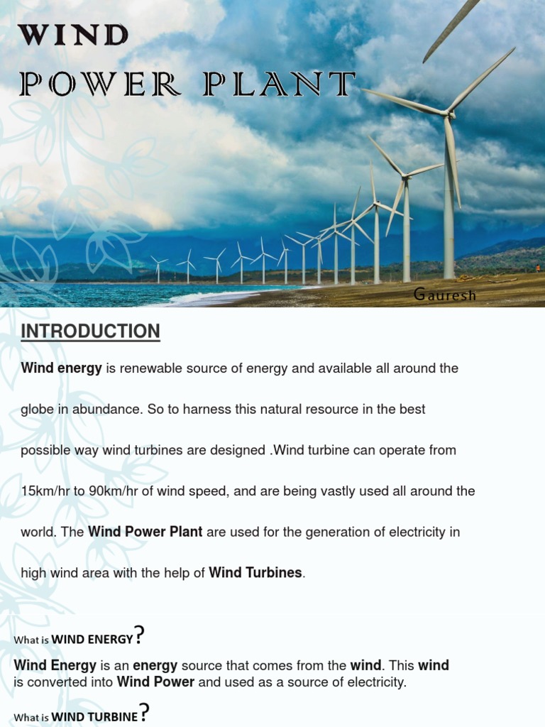Wind Power Plant | PDF | Wind Turbine | Wind Power
