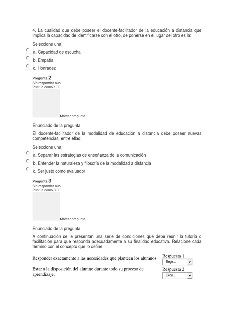 Educacion A Distancia 4 Cuestionario | PDF | Educación a distancia ...