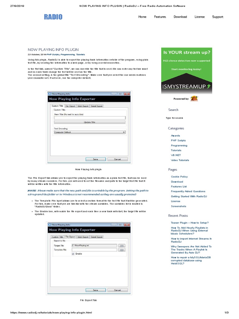 Radiodj - NOW PLAYING INFO PLUGIN - RadioDJ - Free Radio Automation Software | PDF | Computer ...