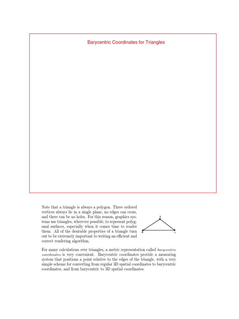 Barycentric Coordinates For Triangle | PDF | Space | Geometry Barycentric Coordinates For Triangle | PDF | Space | Geometry