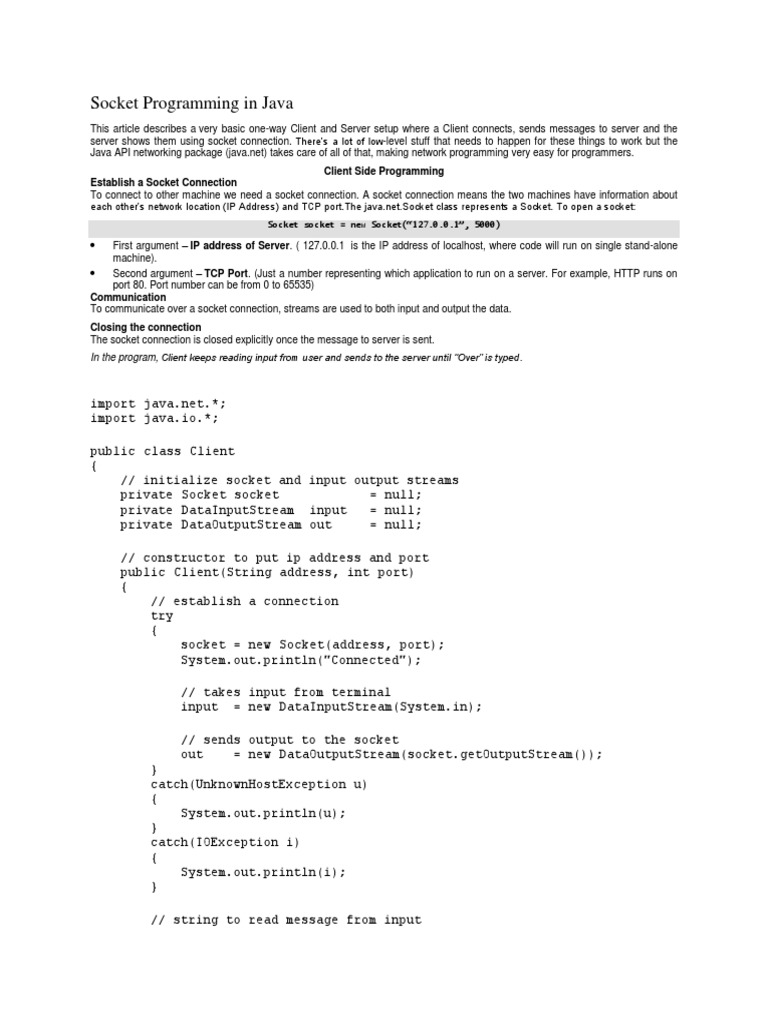 Socket Programming in Java | PDF | Network Socket | Port (Computer ...