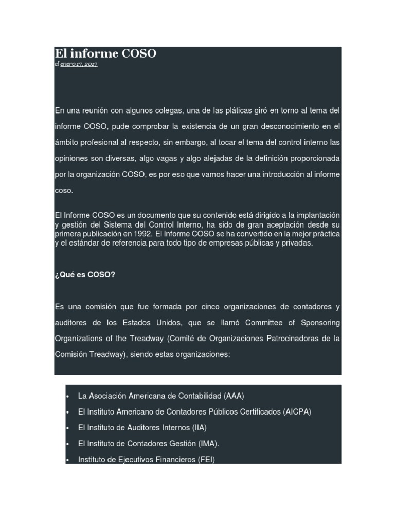 El Informe COSO 2012 | PDF | Gestión de riesgos | Business