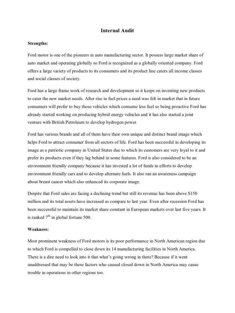 Internal Audit | PDF | Ford Motor Company | Brand