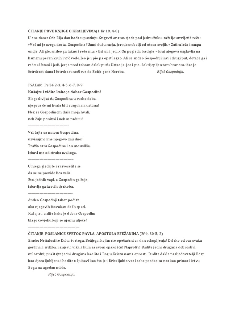 Čitanje Prve Knjige o Kraljevima | PDF