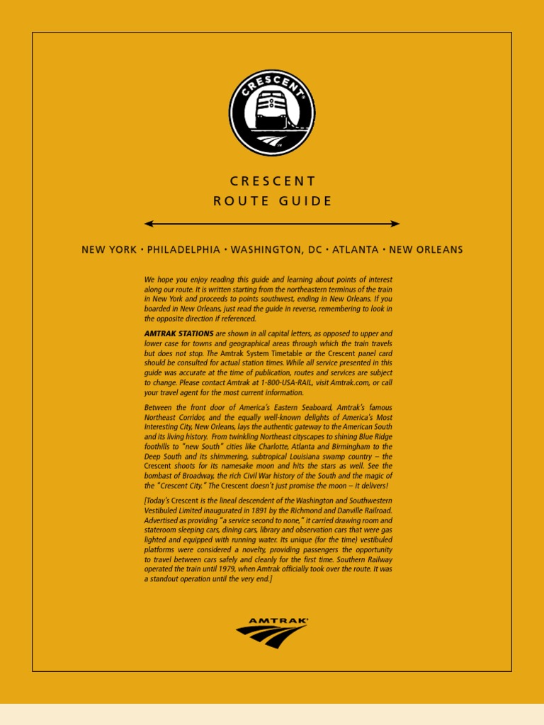 Crescent Route Guide: New York Philadelphia Washington, DC Atlanta New ...