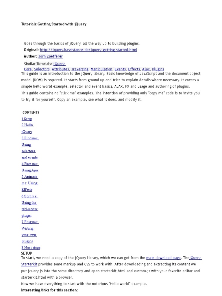Getting Started With Jquery | PDF | J Query | Java Script Getting Started With Jquery | PDF | J Query | Java Script