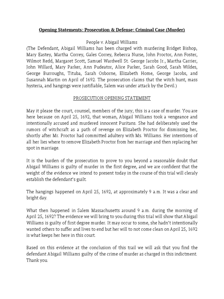 Salem Witch Trials: Abigail's Guilt | PDF | Witch Trials | Crime & Violence