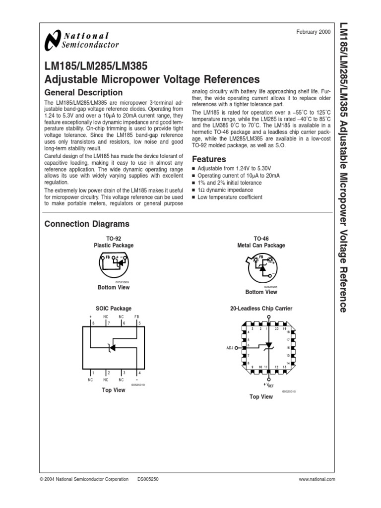 LM385 | PDF | Electronic Circuits | Integrated Circuit