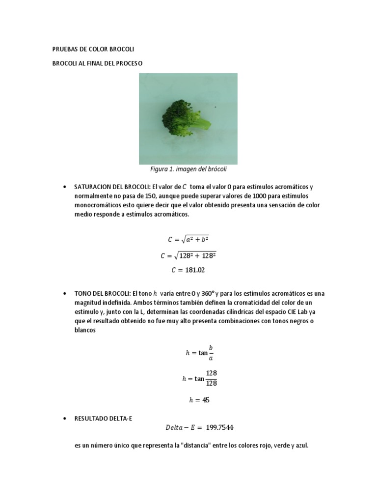 Colorimetría del Brócoli y Delta E | PDF