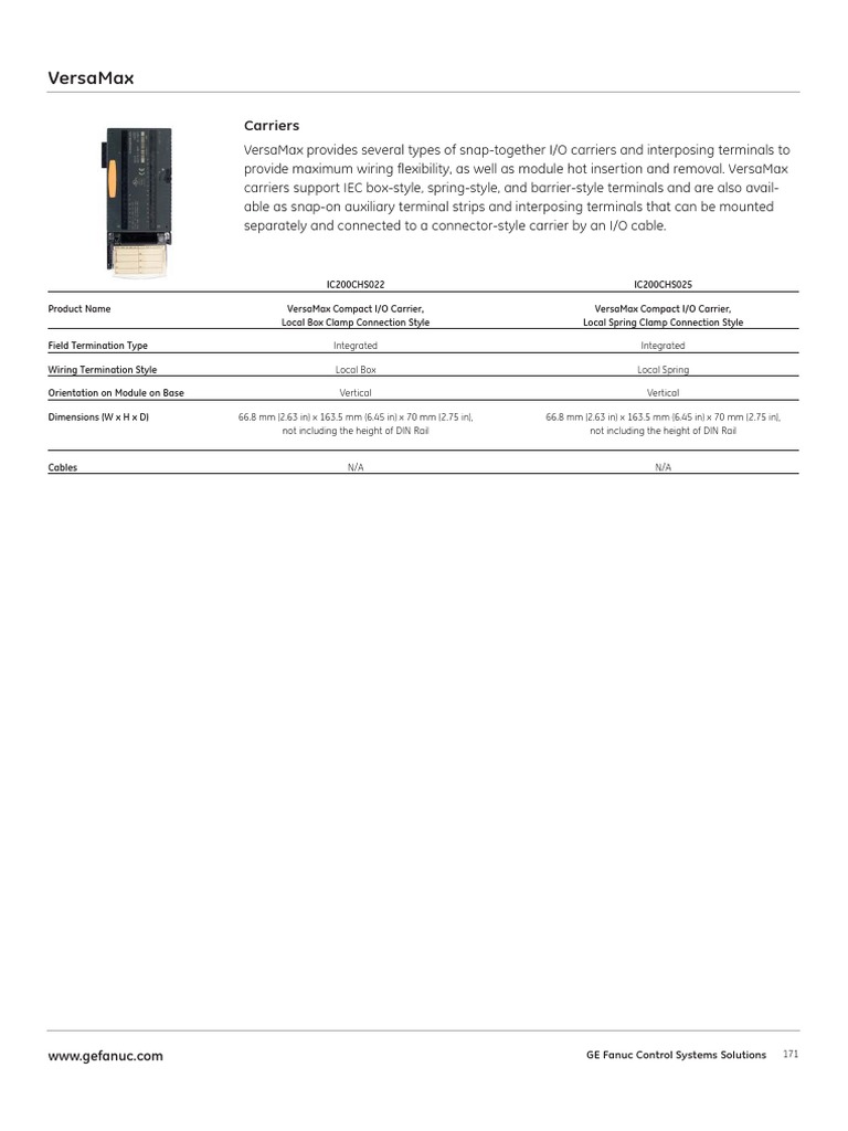 VersaMax Compact I/O Carrier Overview | PDF