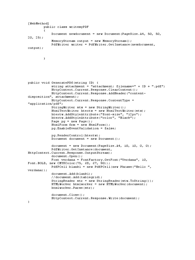 Creating Web Service Webmethods Using Itextsharp | PDF