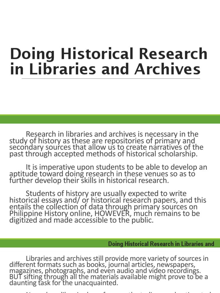 Doing Historical Research in Libraries and Archives | PDF | Libraries ...